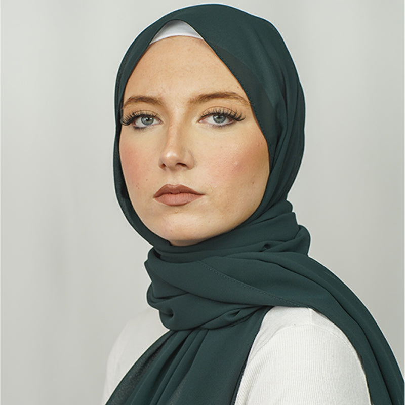 Forest Green Chiffon Hijab – Hinayat
